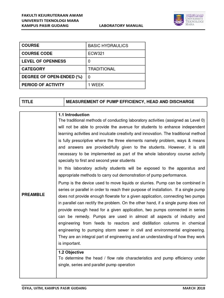 Level 0 - Pump Efficiency | PDF | Pump | Mechanical Engineering