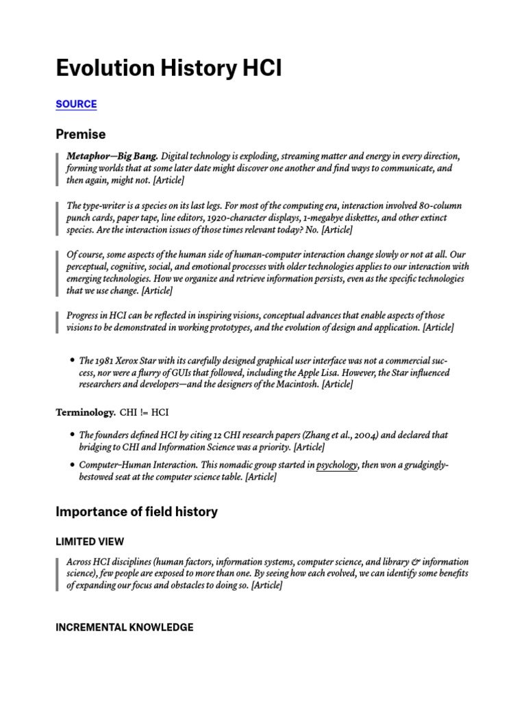 Evolution History HCI | PDF | Human–Computer Interaction | Human ...