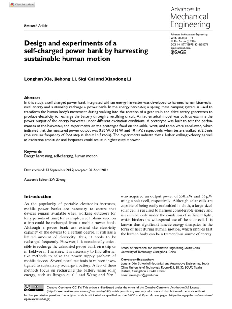 Human Motion-Powered Charging Bank | PDF | Energy Harvesting | Rectifier