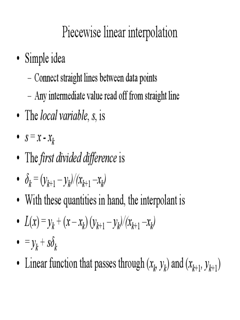 Piecewise Linear Interpolation: - Simple Idea | PDF | Interpolation | Spline (Mathematics)