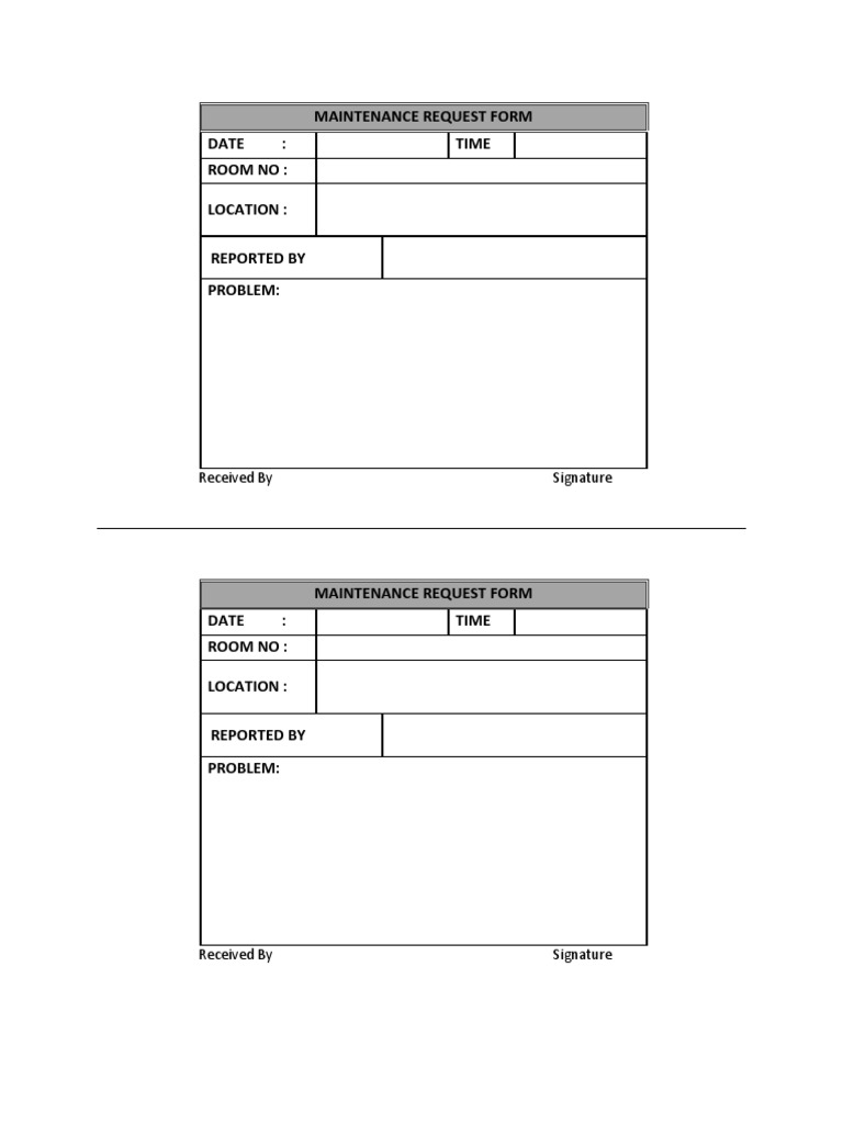 Maintenance Request Form Template | PDF
