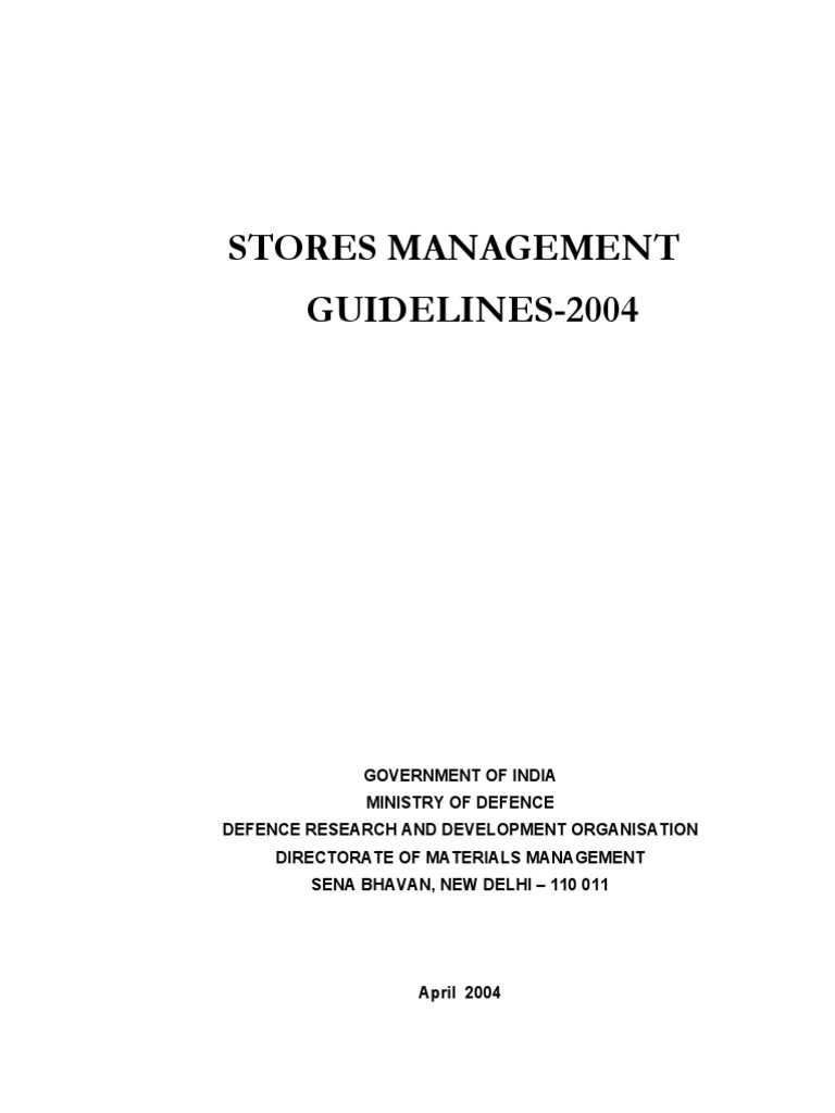 Stores Management GUIDELINES-2004 | PDF | Logistics | Inventory