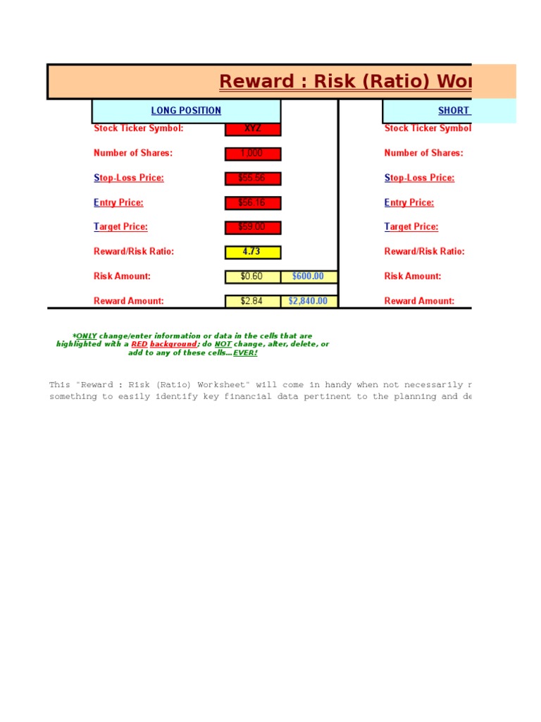 Reward Risk Ratio Worksheet Guide | PDF | Short (Finance) | Securities ...
