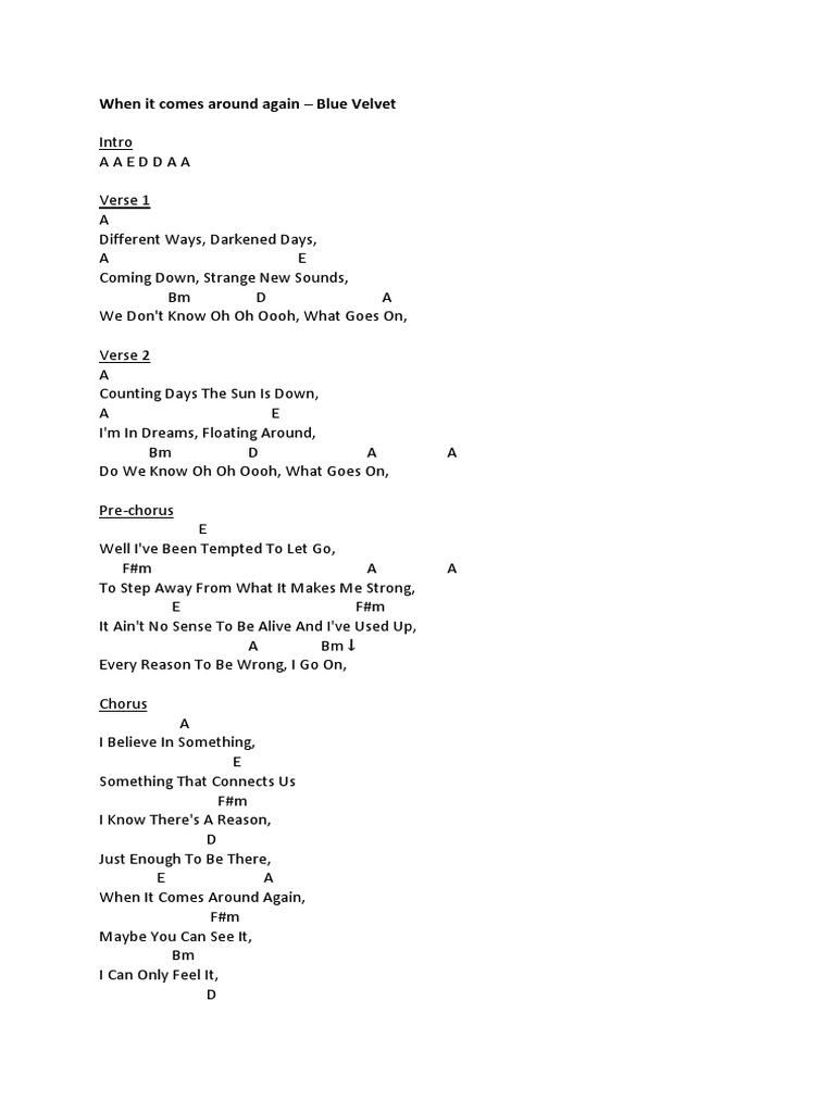 Blue Velvet song lyrics | PDF | Song Structure | Songs