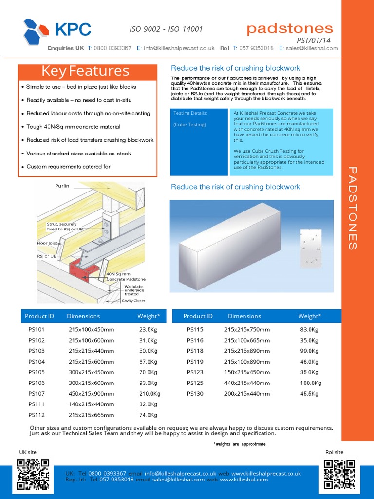 Key Features: Padstones | PDF | Concrete | Engineering