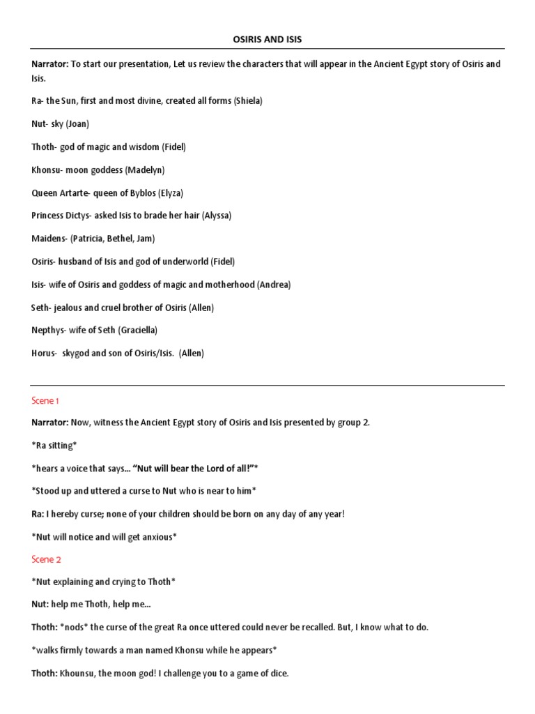 Script Isis and Osiris | PDF | Isis | Osiris