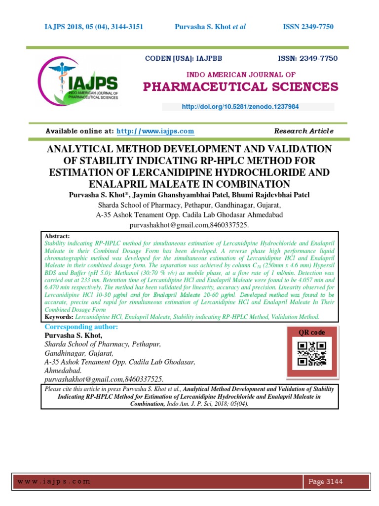 Analytical Method Development and Validation of Stability Indicating RP-HPLC Method For ...
