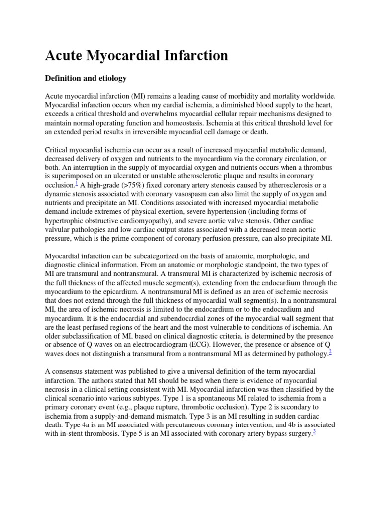Acute Myocardial Infarction | PDF | Percutaneous Coronary Intervention ...