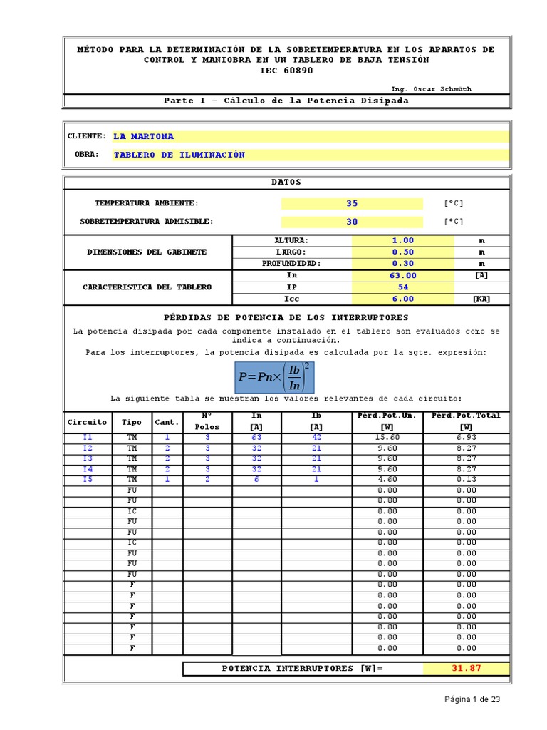 Estudio Termico Tableros BT - Iec 60890 (Cei 17-43) - V00 | PDF ...