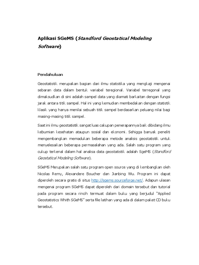 Aplikasi SGeMS | PDF | Metode & Bahan Ajar | Komputer