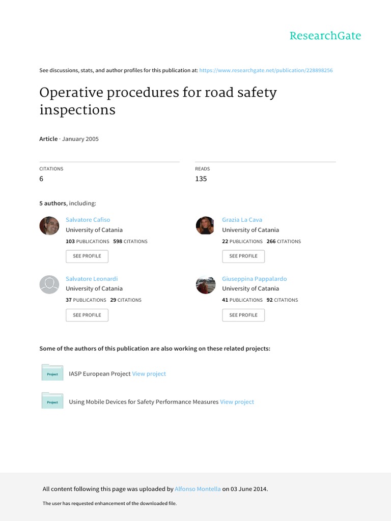 Operative Procedures For Road Safety Inspections: January 2005 | PDF ...