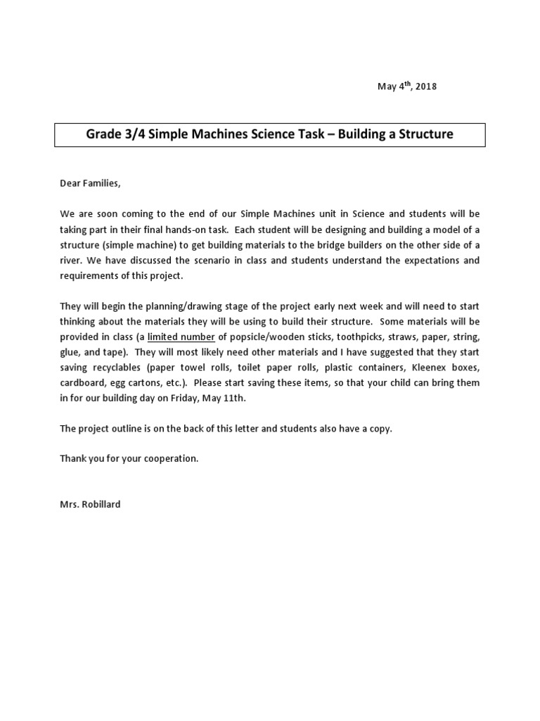 Simple Machines Building Task | PDF