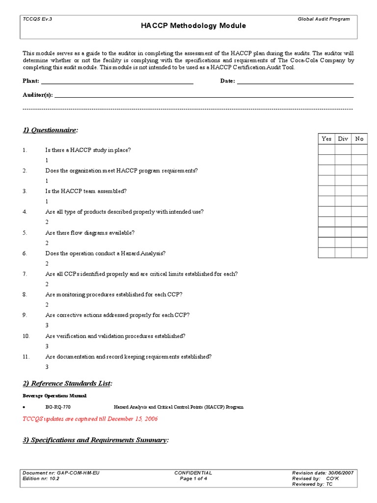 Haccp | PDF | Hazard Analysis And Critical Control Points ...