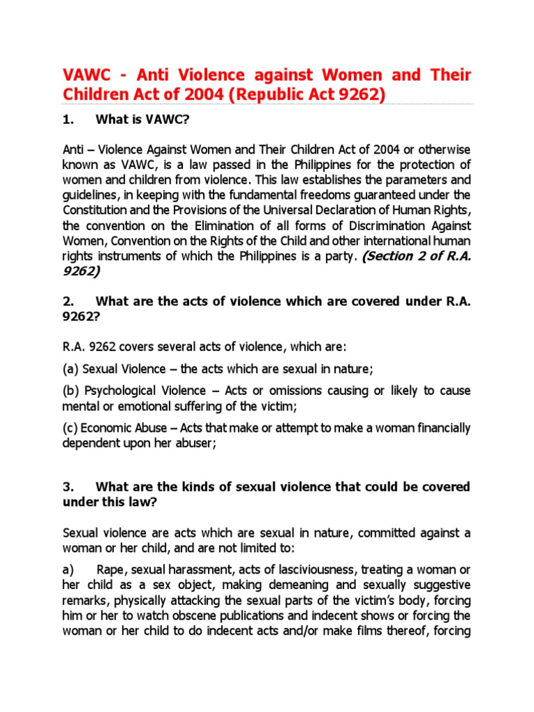 VAWC, Deportation | PDF | Restraining Order | Victimology