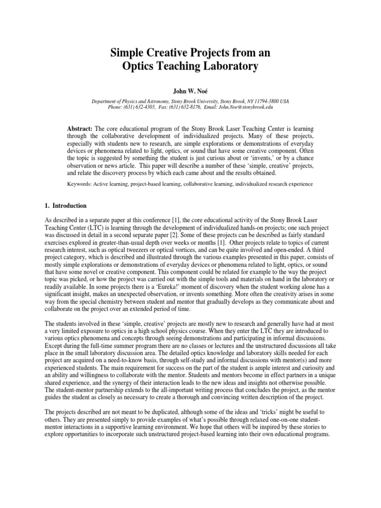 Exploring the Creative Possibilities of Simple Optics Projects | PDF ...
