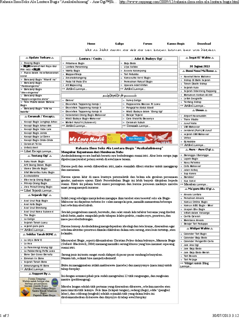 Rahasia Ilmu Seks Ala Lontara Bugis PDF | PDF