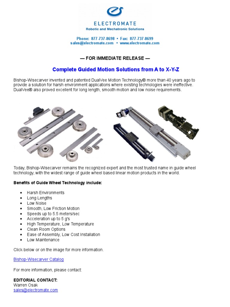 Complete Guided Wheel Motion Solutions From BWC New Product Press ...
