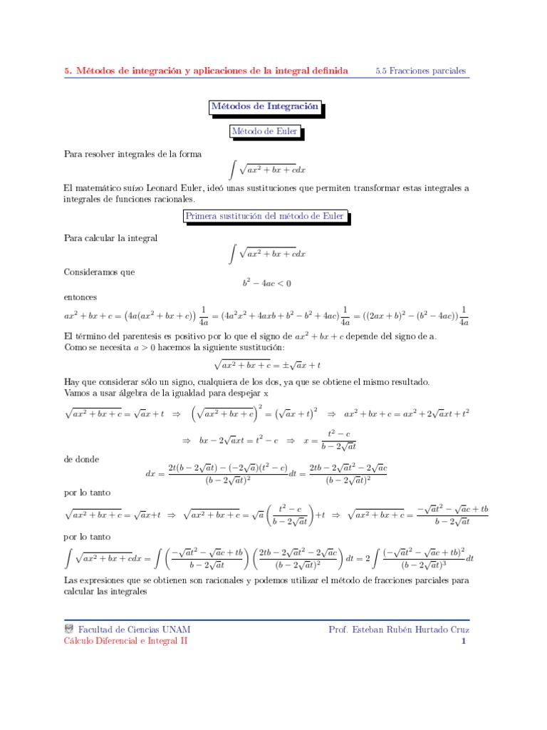 Métodos de Integración de Euler | PDF | Integral | Relaciones matematicas