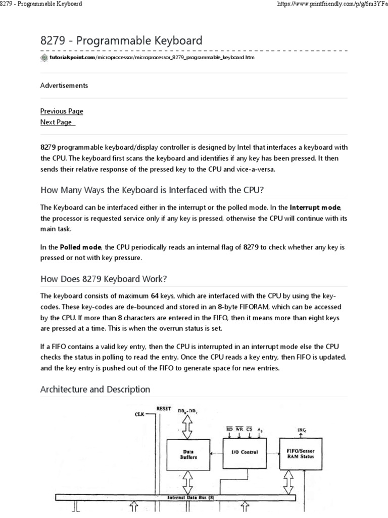 8279 - Programmable Keyboard | PDF | Computer Keyboard | Central Processing Unit