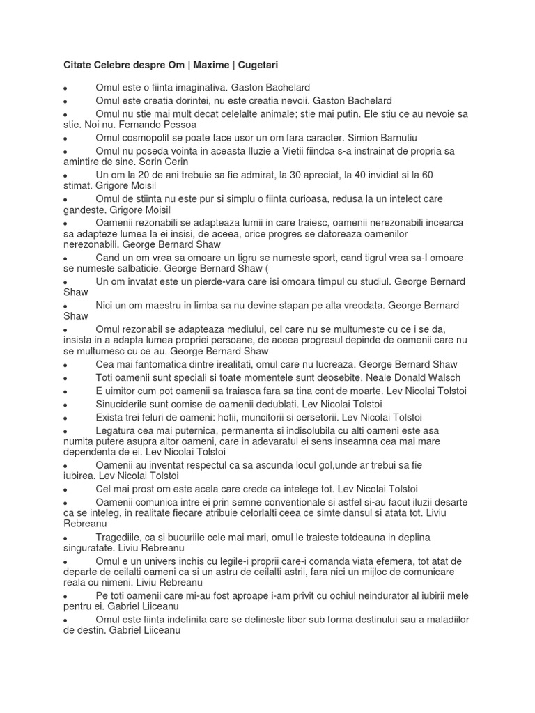 Citate Celebre Despre Om | PDF