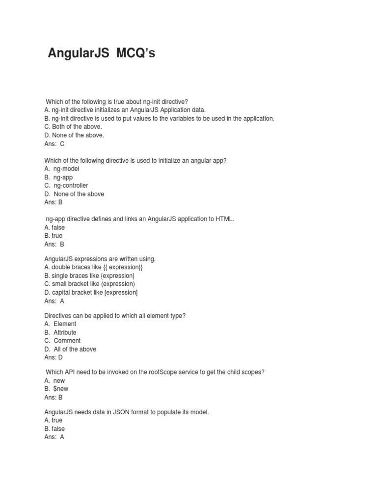Angular Js MCQ S | PDF
