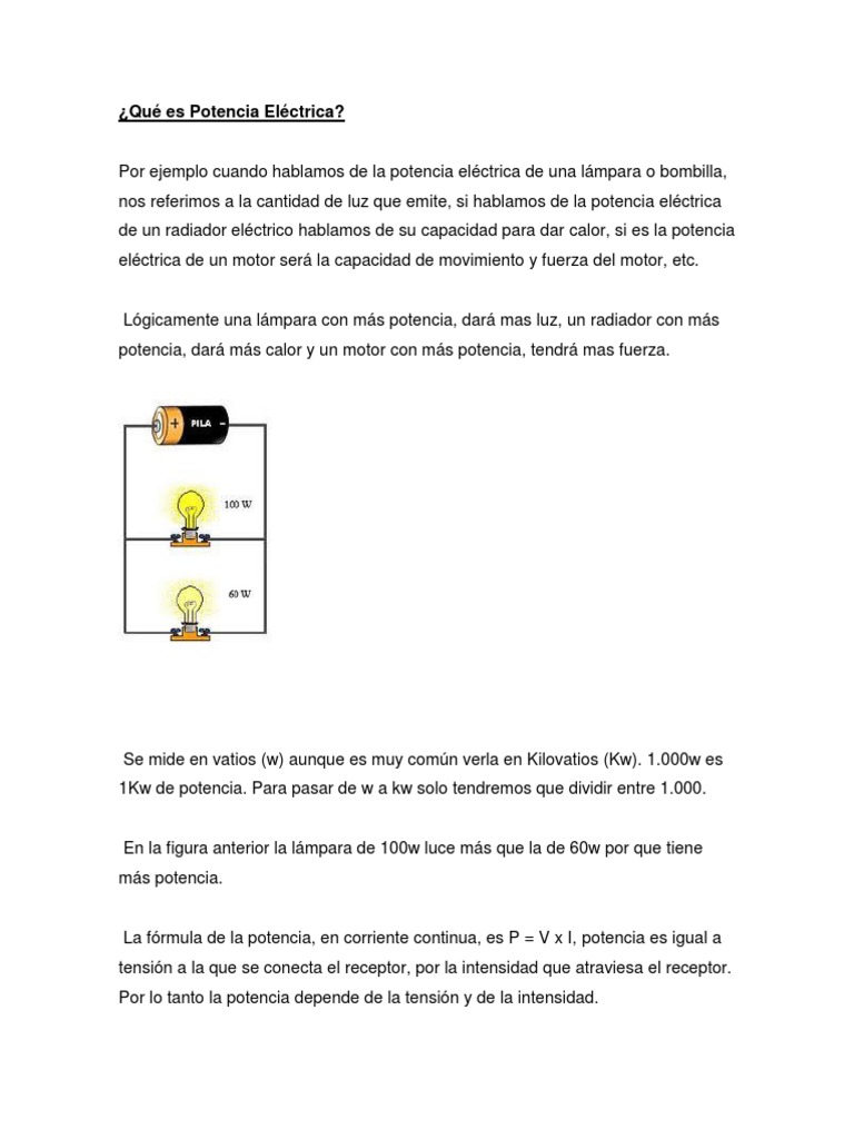 Qué Es Potencia Eléctrica | PDF | Energia electrica | Vatio