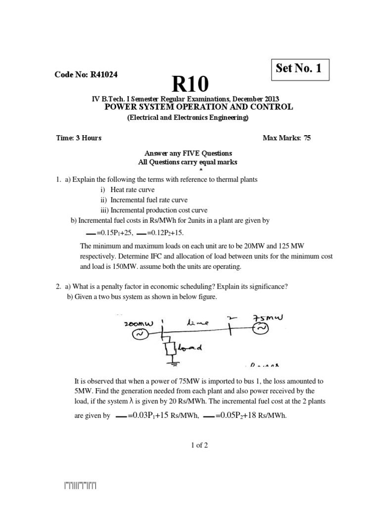 Power System Operation and Control | PDF | Electric Power System ...