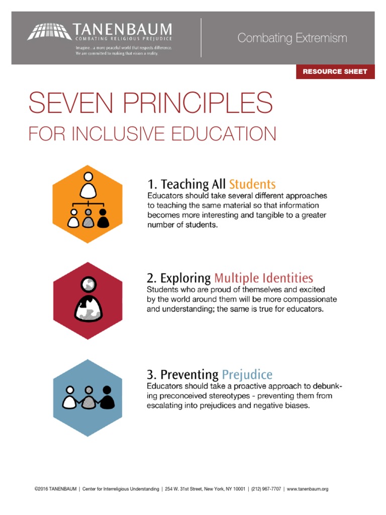 7 Principles For Inclusive Education Summary | PDF