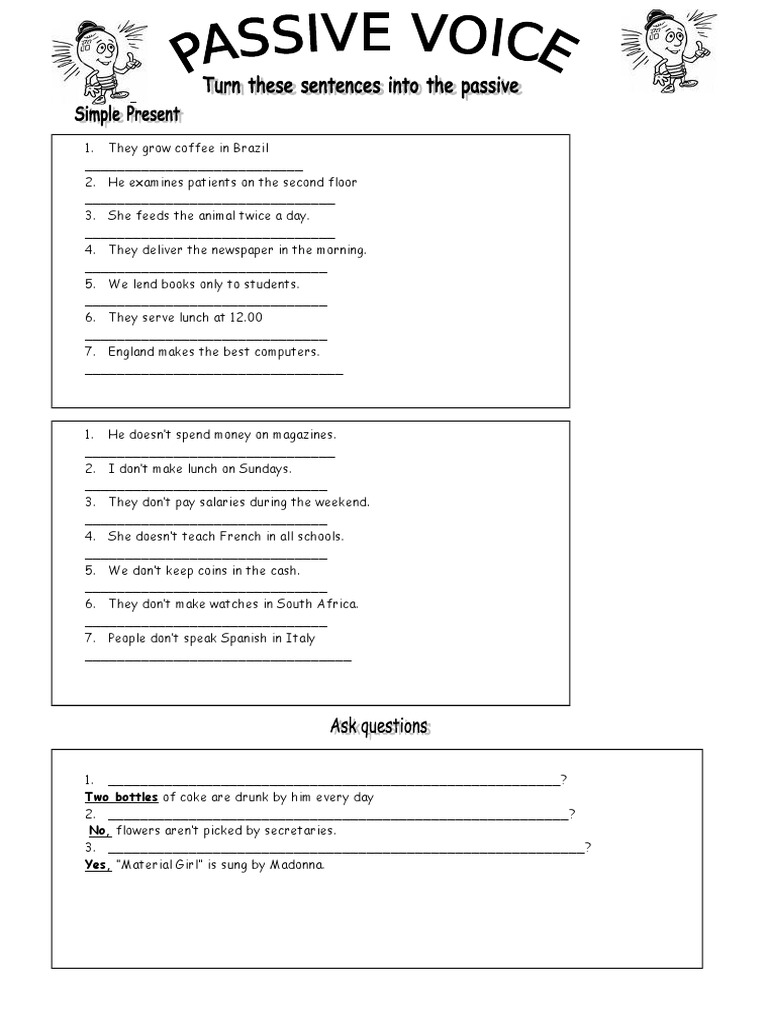 Passive Voice Fun Activities Games 601 | PDF
