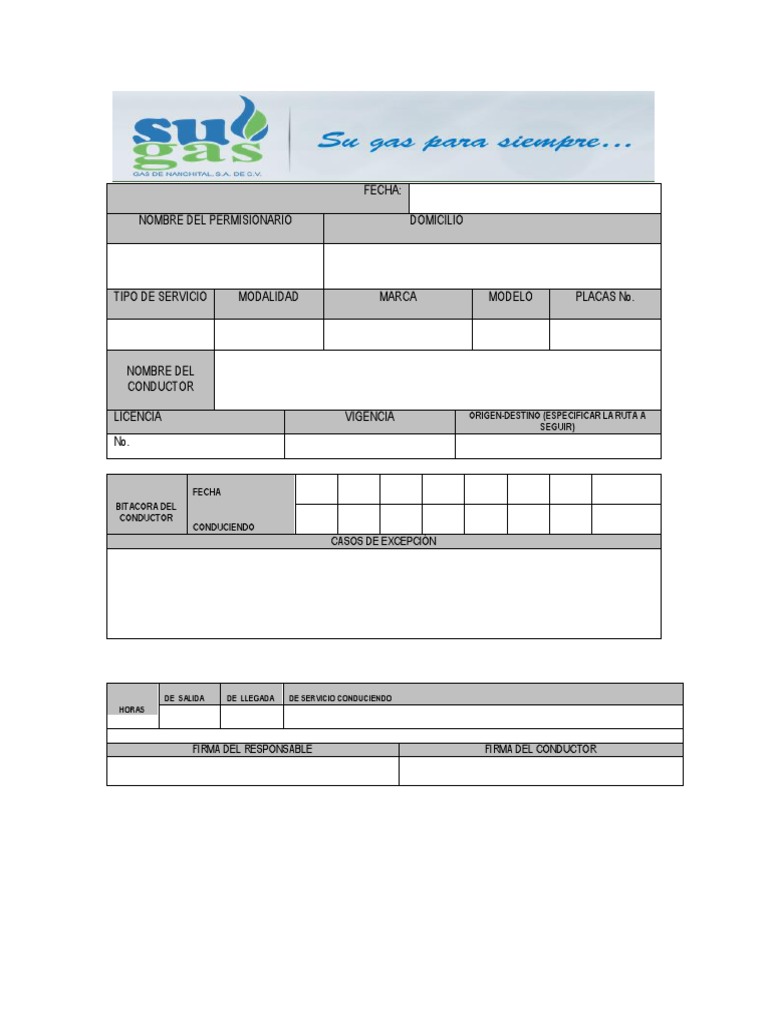 Bitacora de Horas de Servicio Del Conductor | PDF