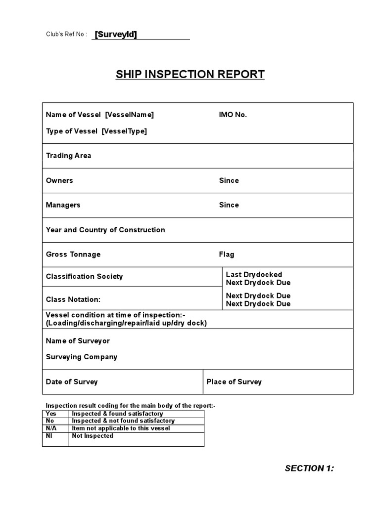 Survey Report Form | PDF | Navigation | Oil Tanker