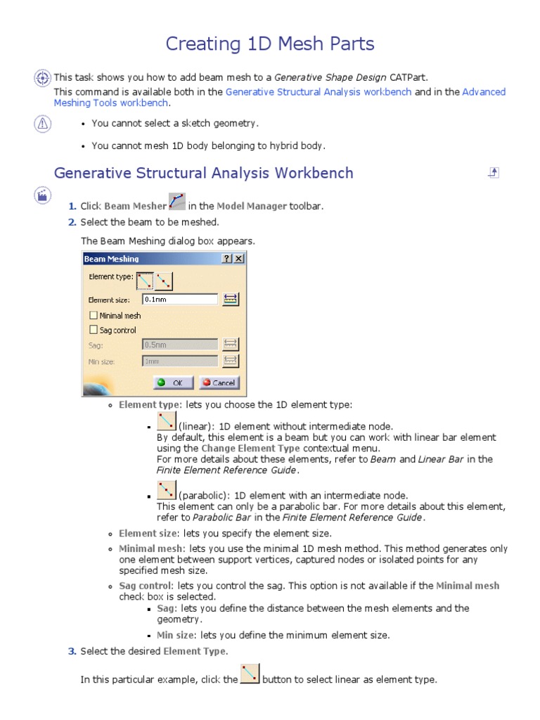 Creating 1D Mesh Parts | PDF | Beam (Structure) | Dialog Box