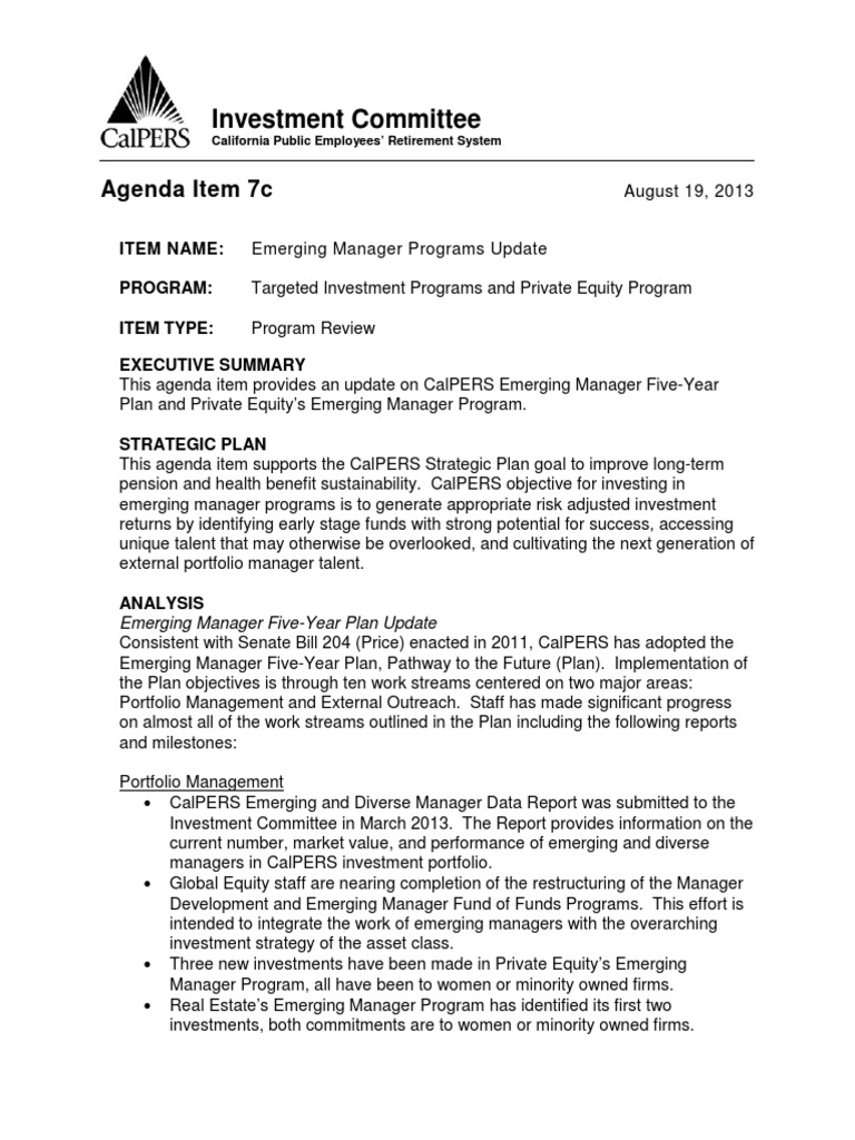 Calpers Review | PDF | Cal Pers | Private Equity