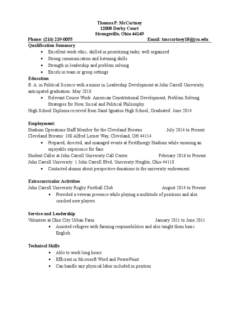 Thomas P. McCartney Resume Overview | PDF | Career & Growth