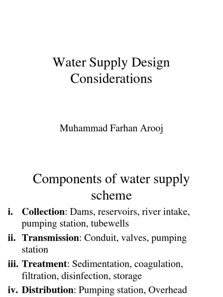 Water Supply System Design Overview | PDF | Surface Runoff | Pump