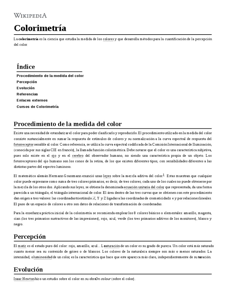 Colorimetría | PDF | Color | Sentidos