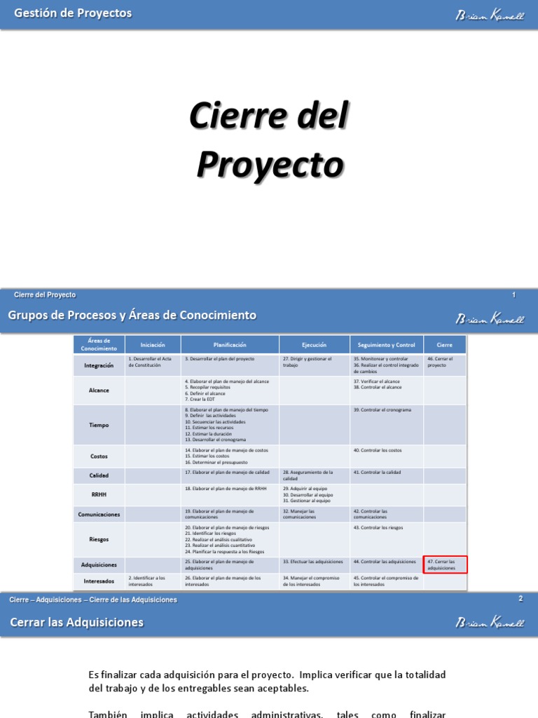 Cierre Efectivo de Proyectos y Adquisiciones | PDF | Calidad (comercial ...