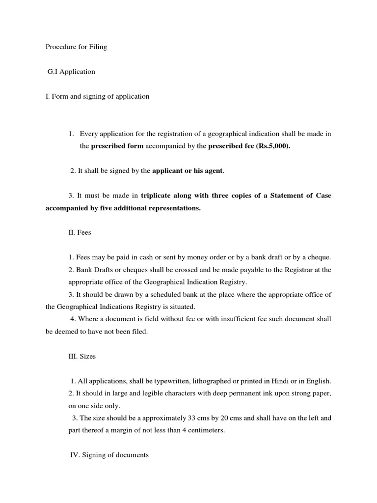 Procedure for Filing a Geographical Indications Application in India: A ...
