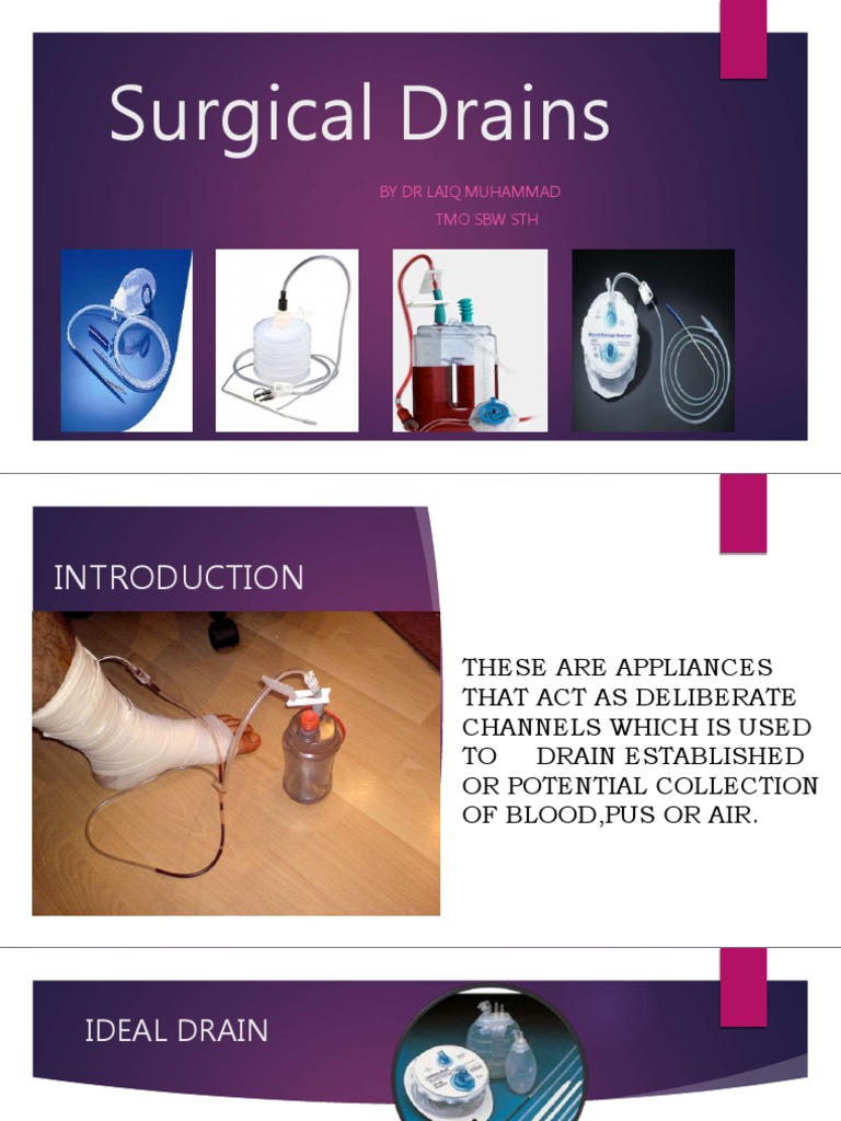 Surgical Drains: by DR Laiq Muhammad Tmo SBW STH | PDF | Esophagus ...