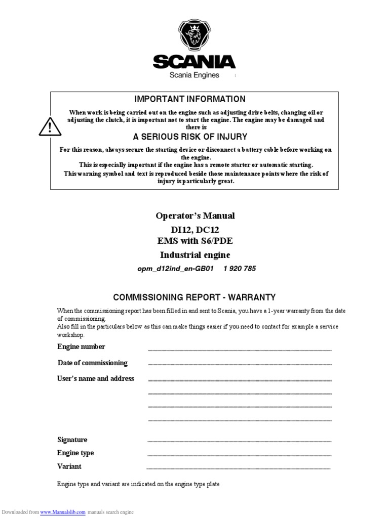 Scania DC12 Operator's Manual | PDF | Throttle | Fuel Injection