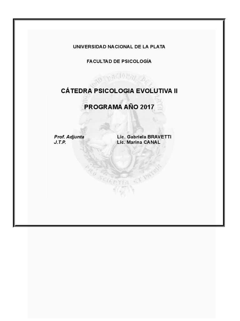 Programa - Psicologia - Evolutiva - II - 2017. Evolutiva II - 2017 | PDF | Psicoanálisis | Vejez
