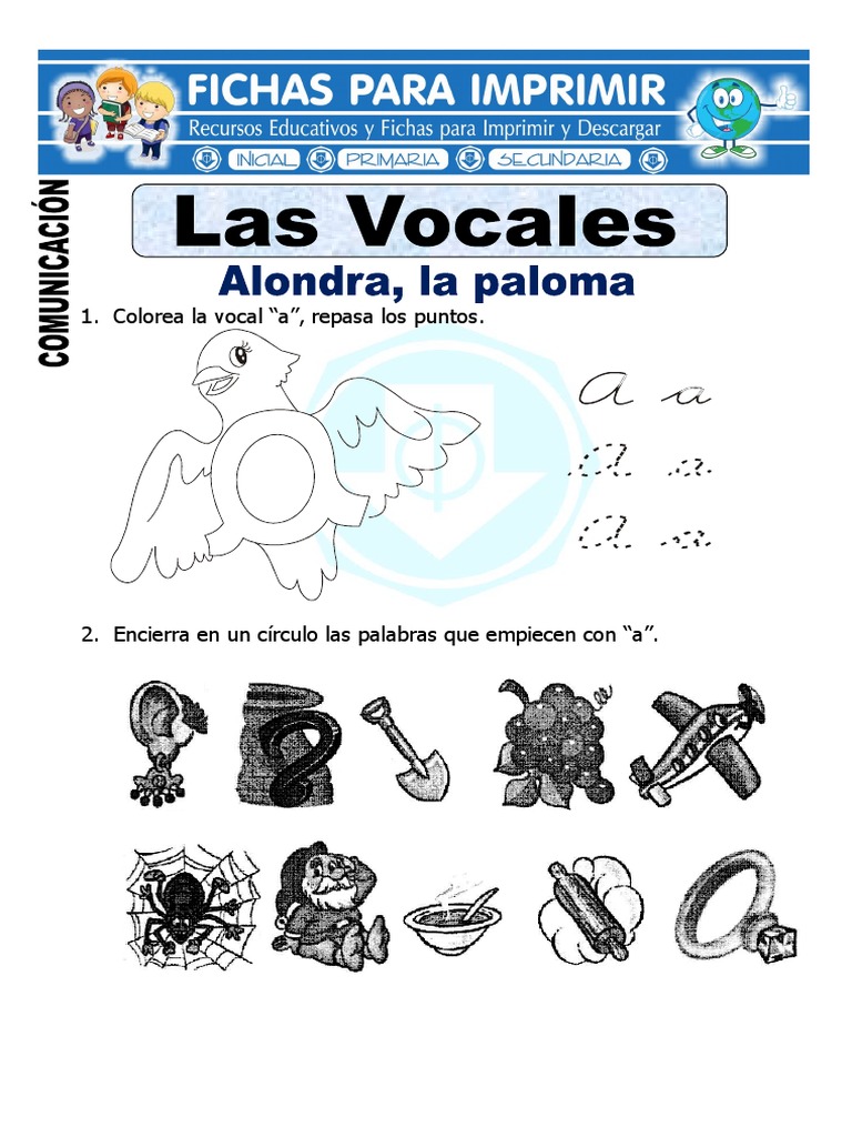 Ficha de Las Vocales para Primaria | PDF