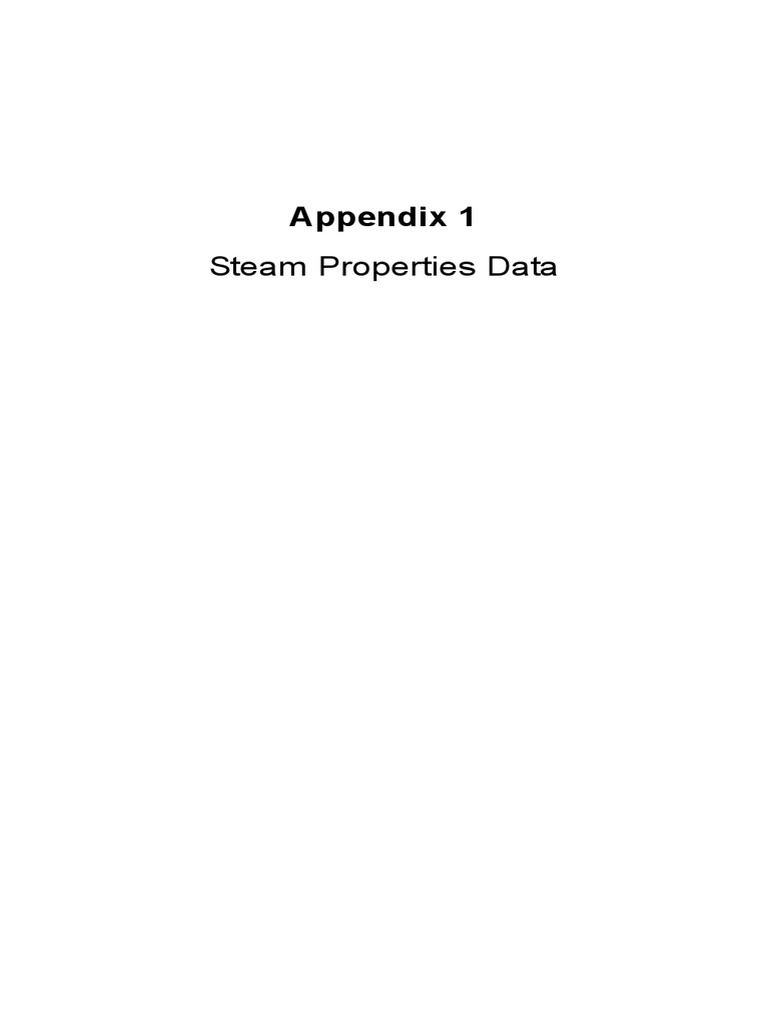 Appendix 1 Steam Properties Data | PDF | Physical Sciences | Materials ...