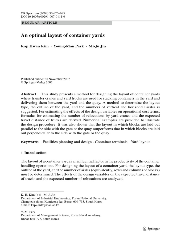 Optimal Layout of Container Yards | PDF | Truck | Crane (Machine)