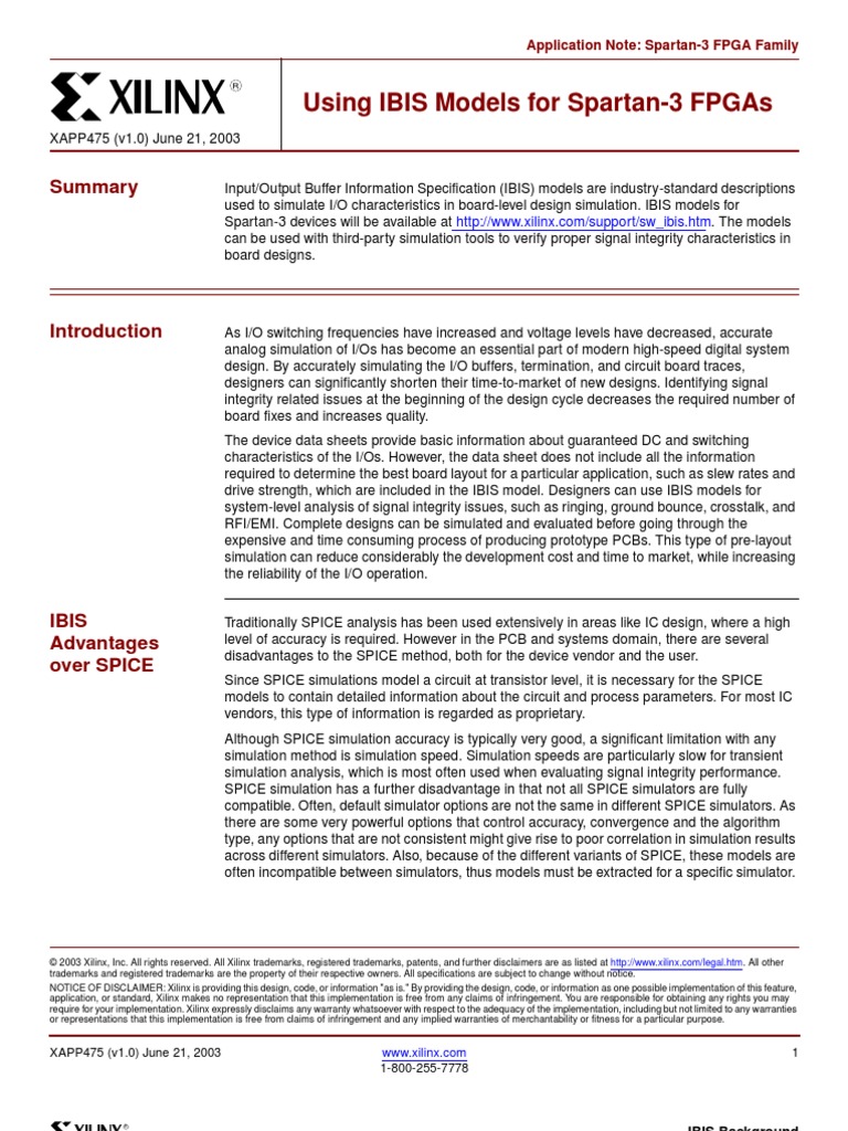 Using Ibis Models For Spartan-3 Fpgas: Will B | PDF | Spice | Simulation