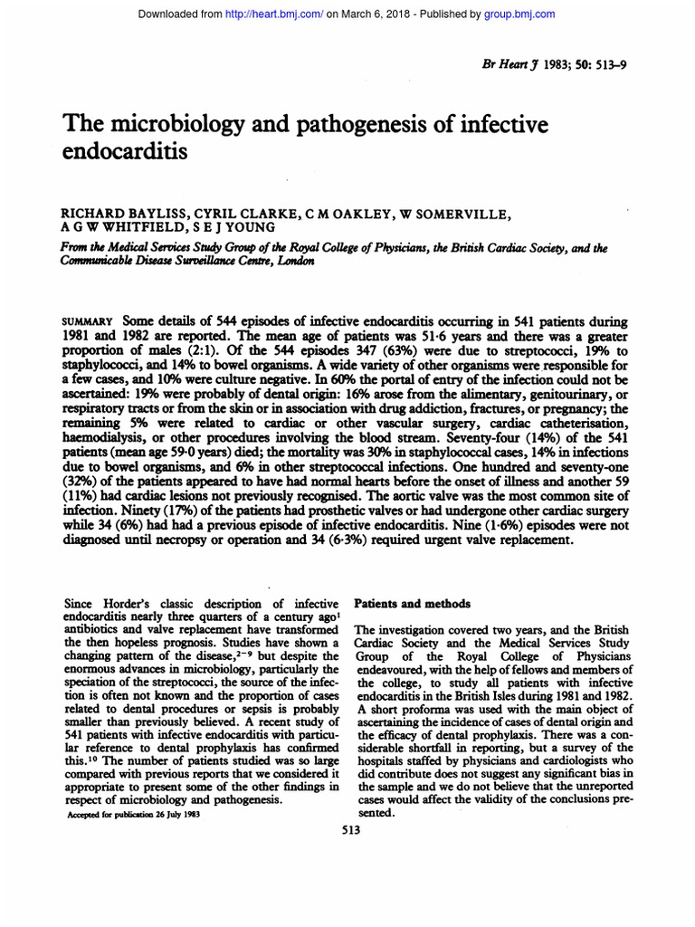 Microbiology Infective: The and Pathogenesis of Endocarditis | PDF ...
