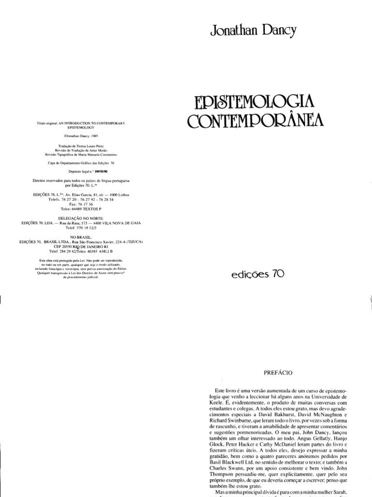 Dancy, Jonathan - Epistemologia Contemporanea | PDF