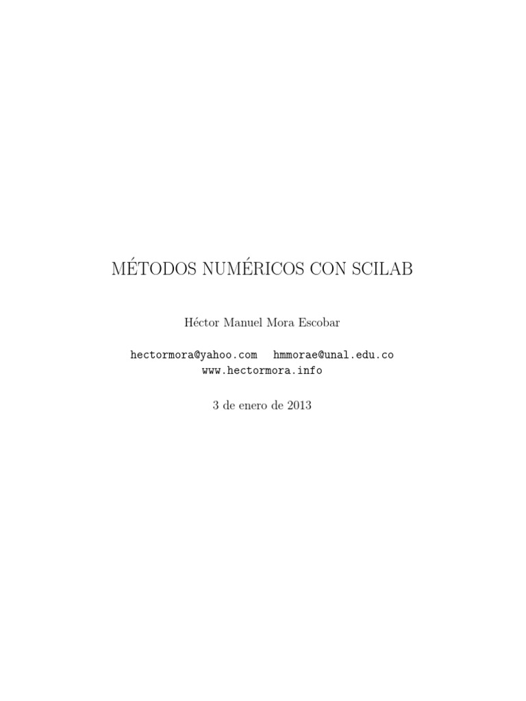 Metodos Numericos Con Scilab PDF | PDF | Función continua | Determinante
