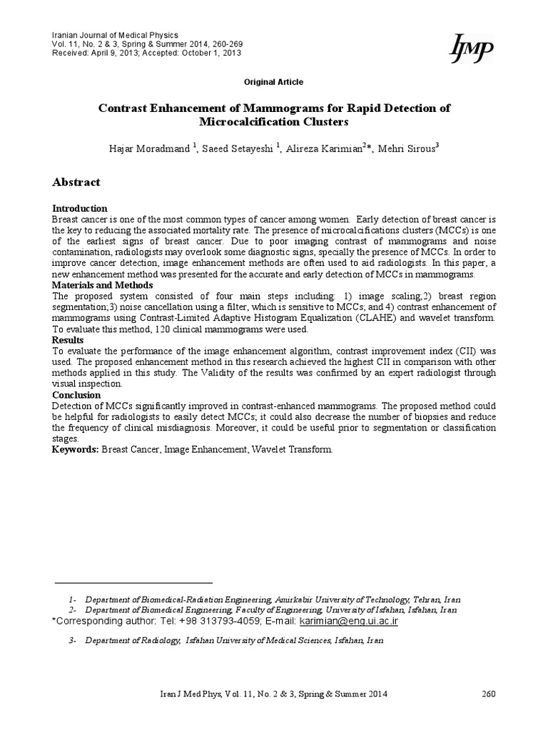 Mammogram PDF | PDF | Wavelet | Mammography