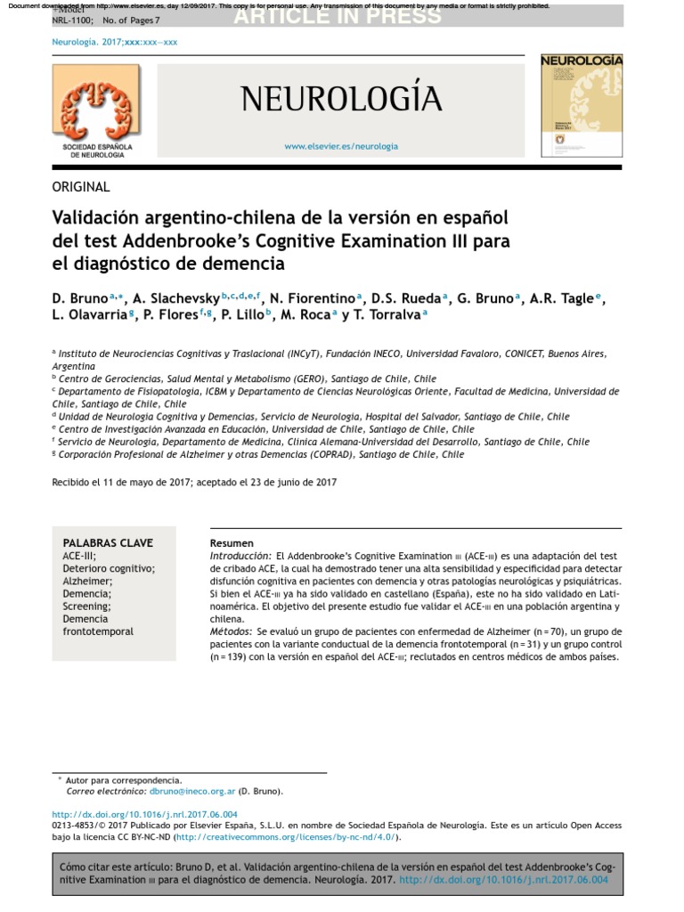ACE-III - Validación PDF | PDF | Demencia | Diagnostico medico